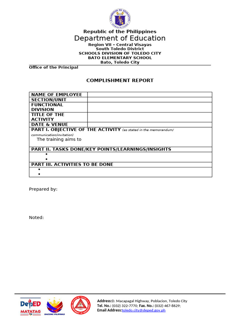 Training Accomplishment Report | PDF