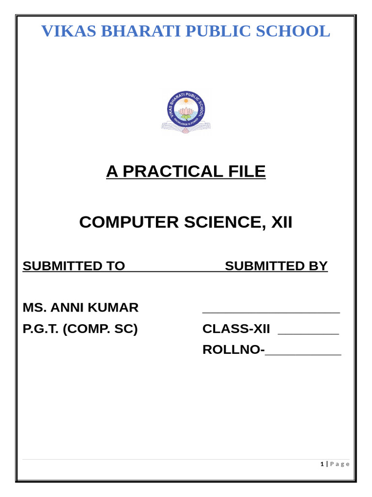 Practical File CSC Class XII | PDF