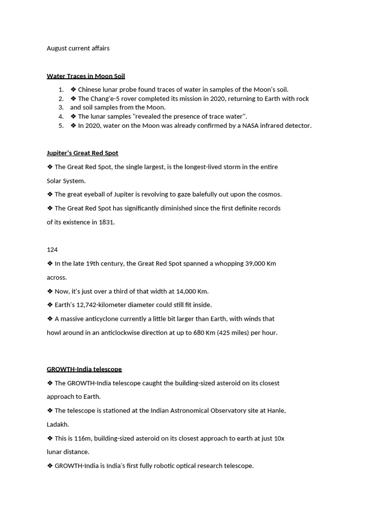August Current Affairs | PDF