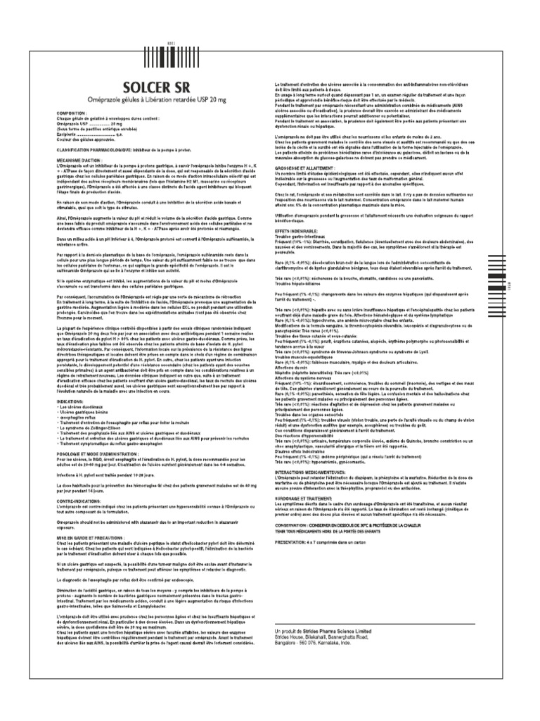 Solcer SR 20 MG Caps | PDF