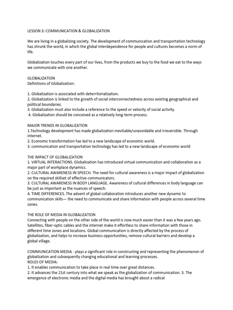 Eng 3a Lesson 3 Globalization | PDF