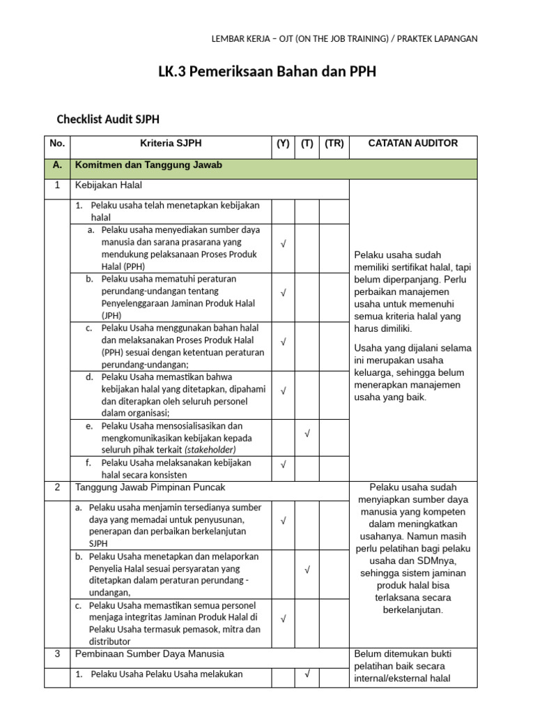 LK3 Pemeriksaan Bahan Dan PPH | PDF