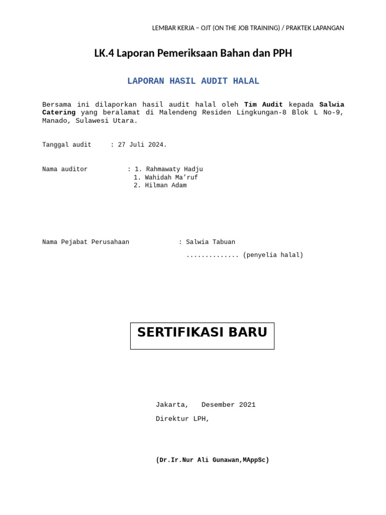 LK4 Laporan Pemerikaan Bahan | PDF