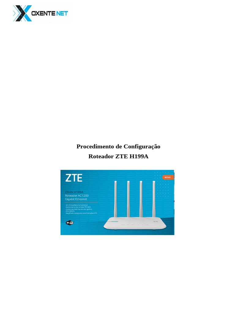 Procedimento de Configuração Do Roteador ZTE H199A | PDF