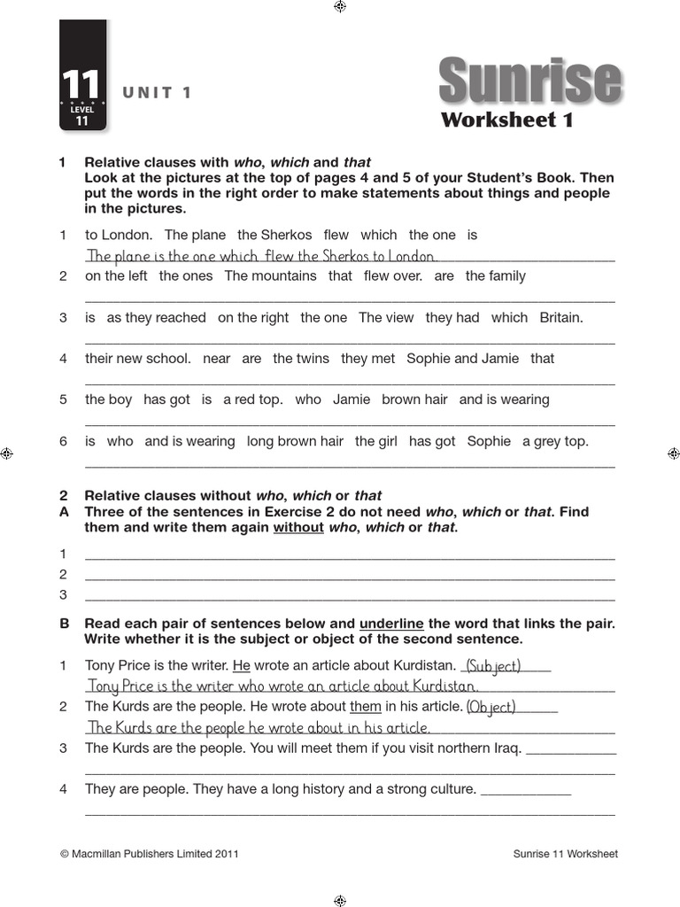 SUNRISE 11.WORKSHEET 5ths | PDF