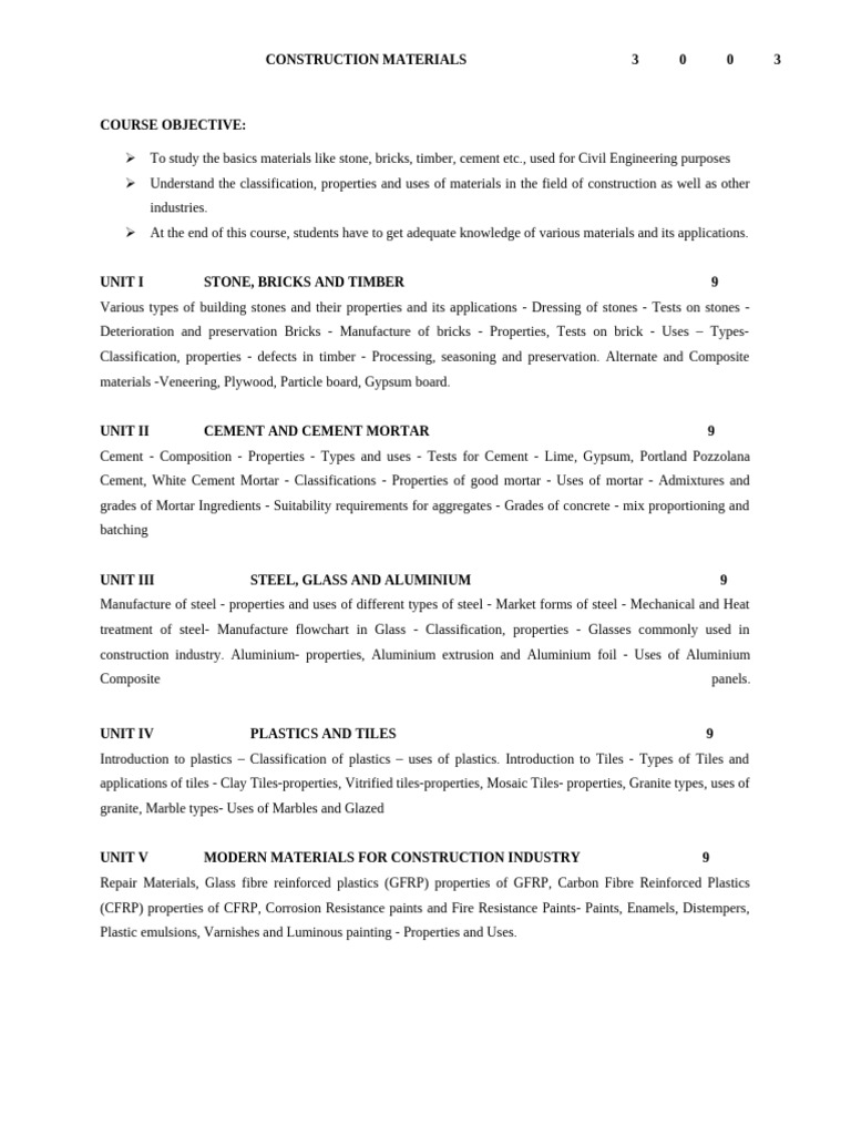 Syllabus-construction Materials (2) | PDF