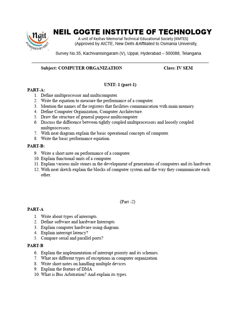 CO Important Questions | PDF