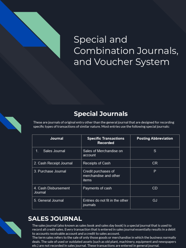 Special Journals & Voucher System Guide | PDF | Debits And Credits ...