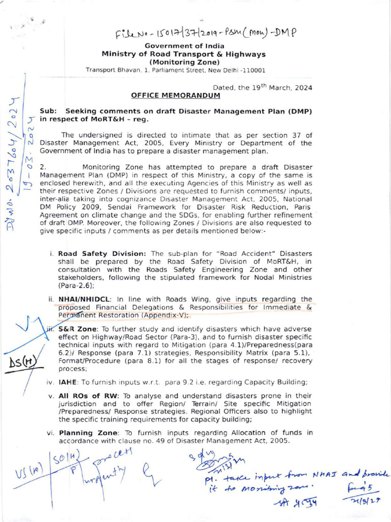 OM Dated 19.03.2024 For Disaster Management | PDF