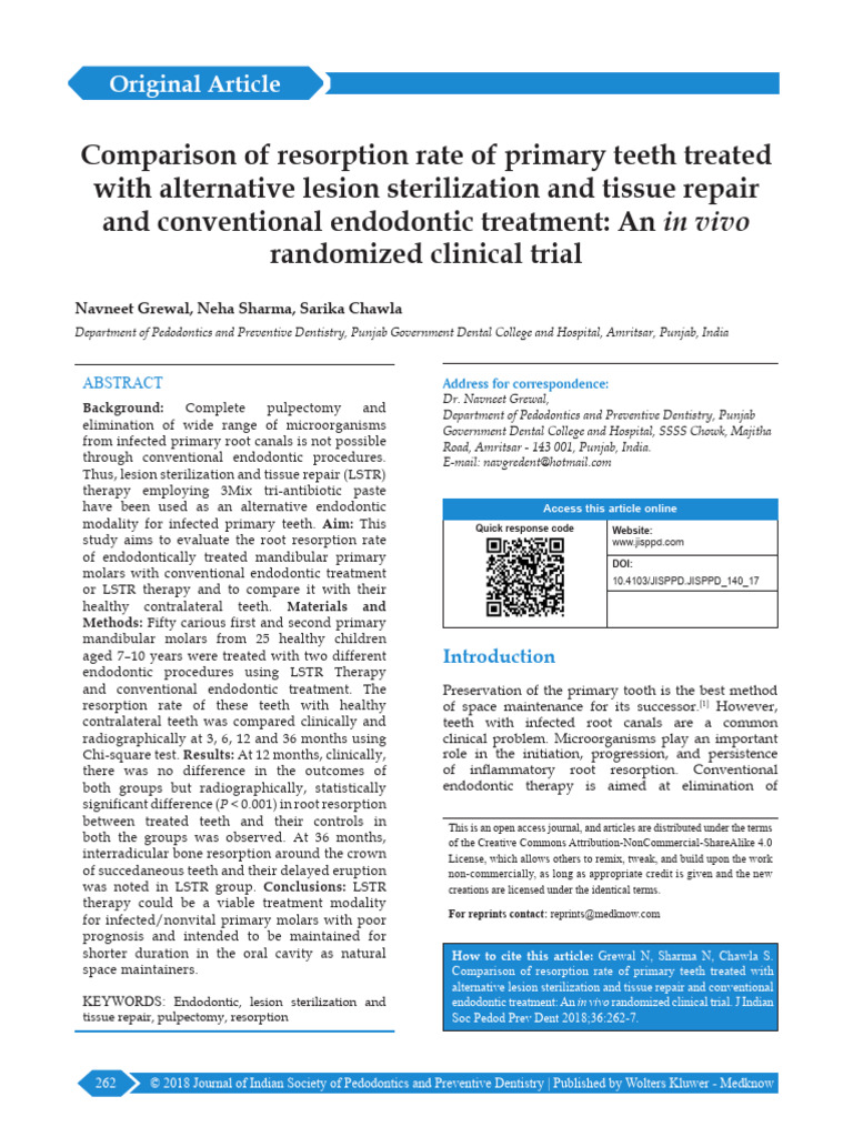 Comparison of Resorption Rate of Primary Teeth.8 | PDF