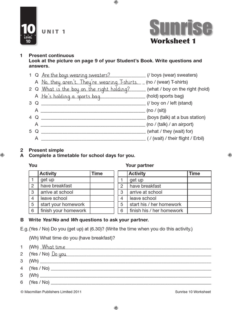SUNRISE 10.WORKSHEET 5ths | PDF