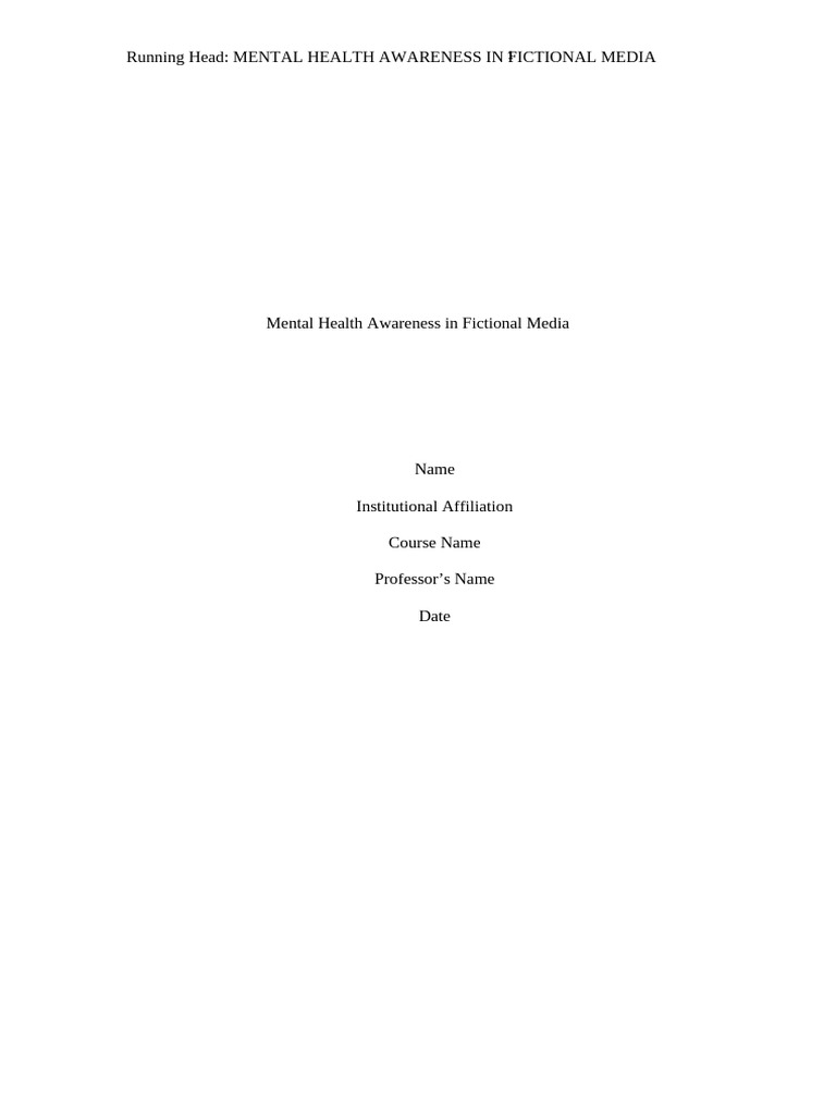Mental Health in Fictional Media Portrayals | PDF