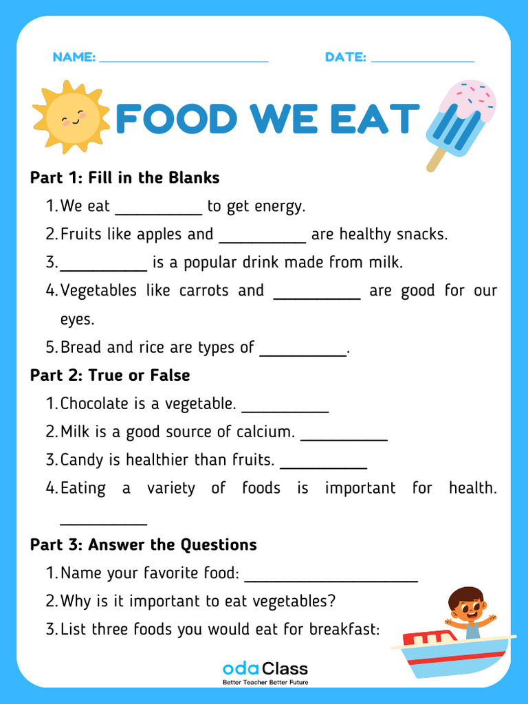 Food We Eat Worksheet | PDF