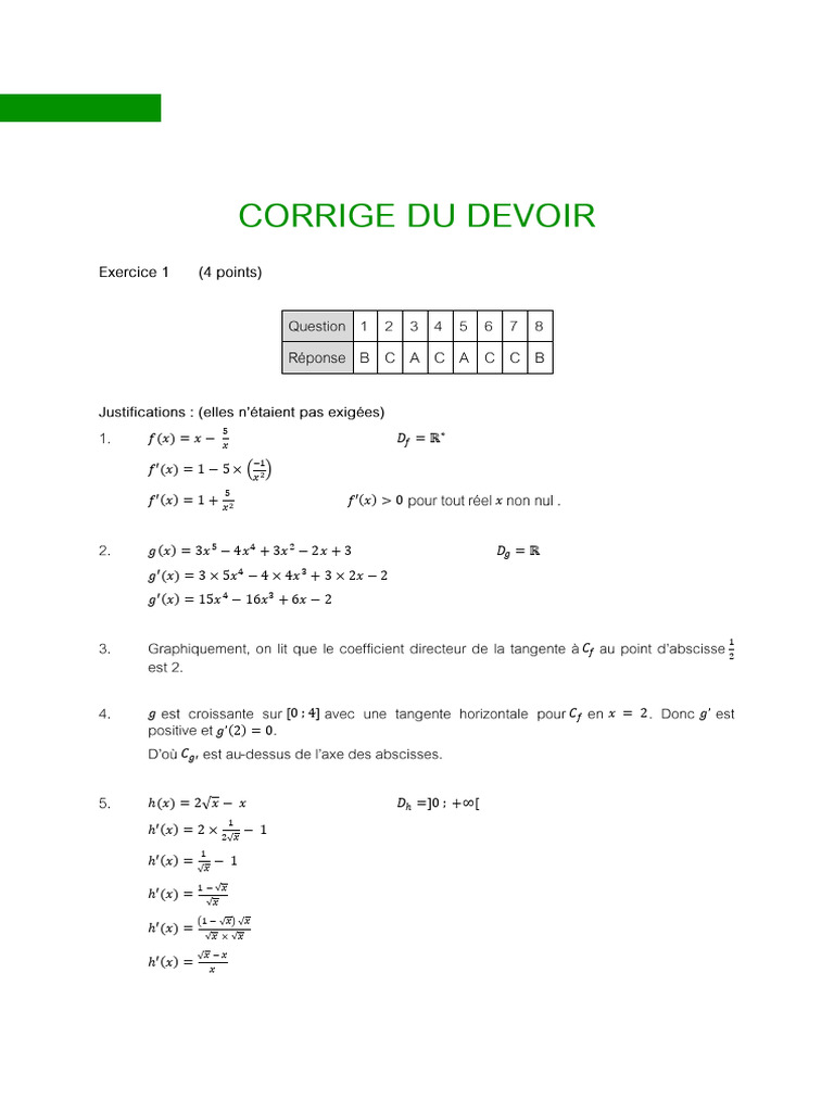 Corrige Du Devoir Page 1 Sur 4 | PDF
