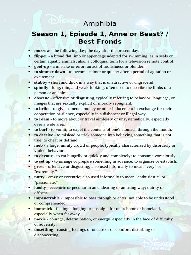 Amphibia, Season 1, Episode 1 | PDF