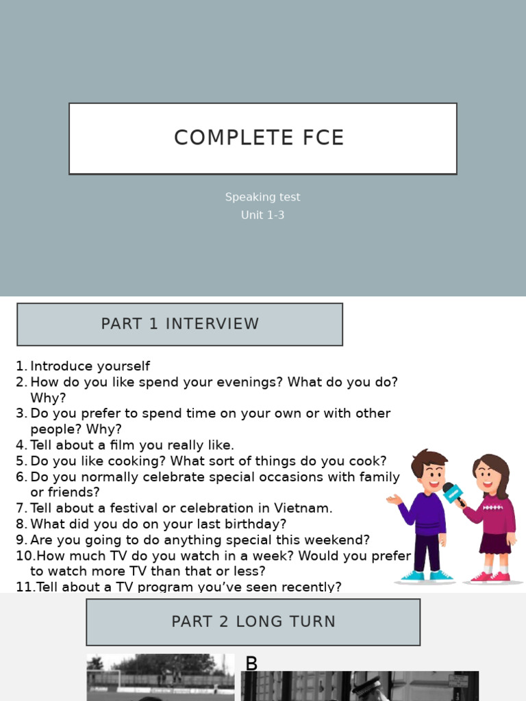 Complete FCE Speaking Test Unit 1-3 | PDF
