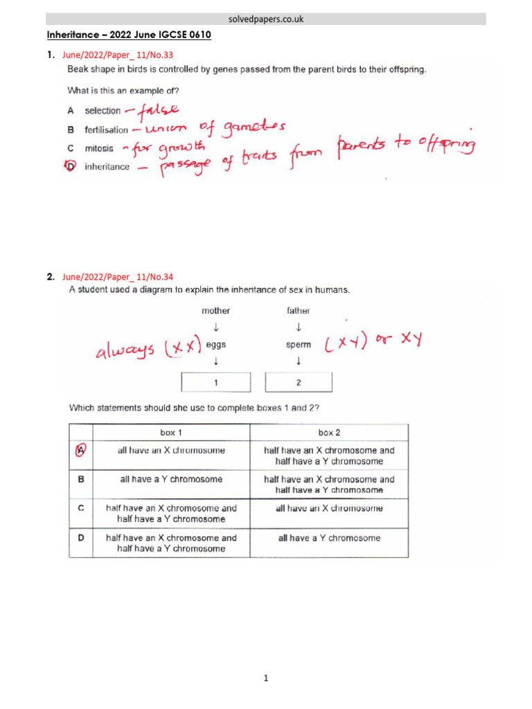 Inheritance IGCSE 0610 | PDF