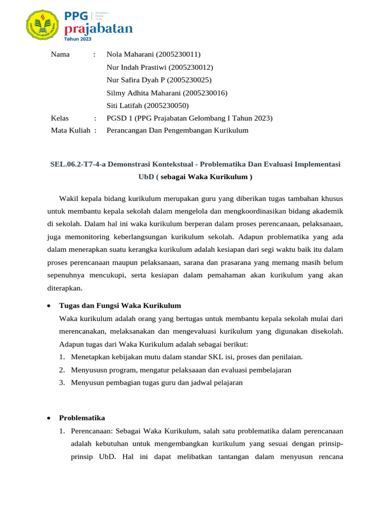 Problematika Implementasi UbD | PDF
