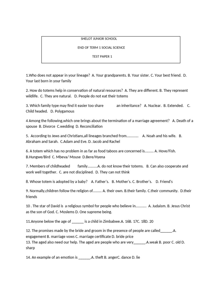 Term 1 Test | PDF