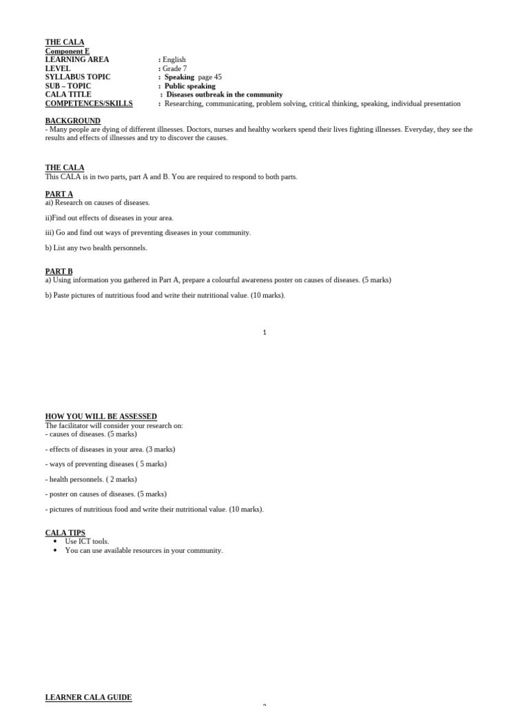 English Component E CALA Grade7 | PDF