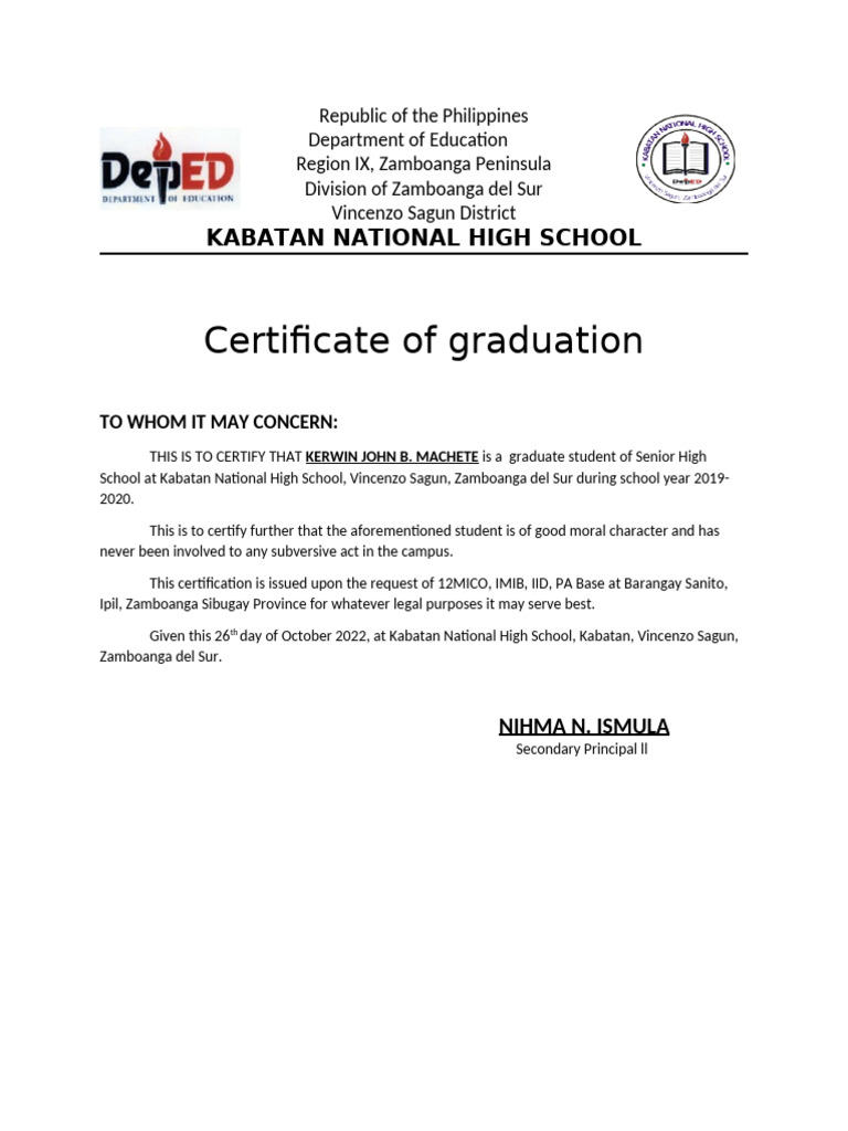 certificate of graduation for soldier | PDF