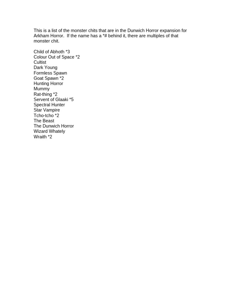 Dunwich Horror Monsters | PDF