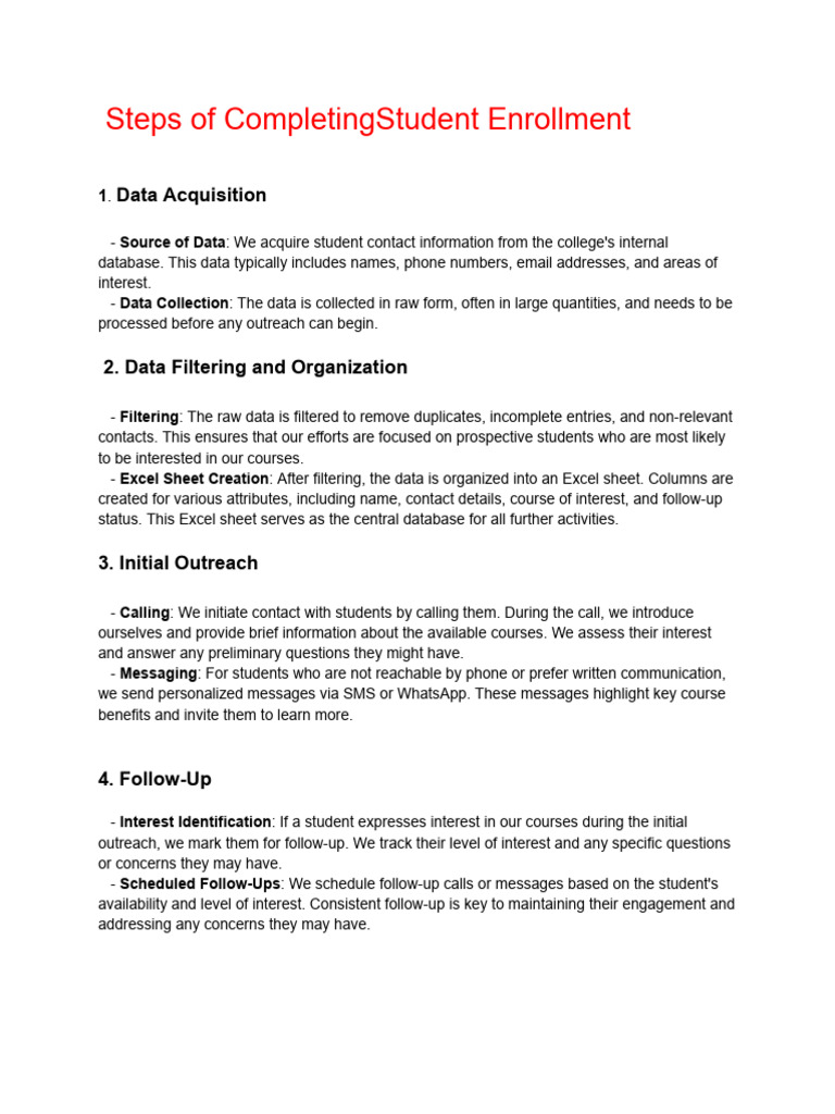 Steps To Complete Sales in Student Enrollment | PDF