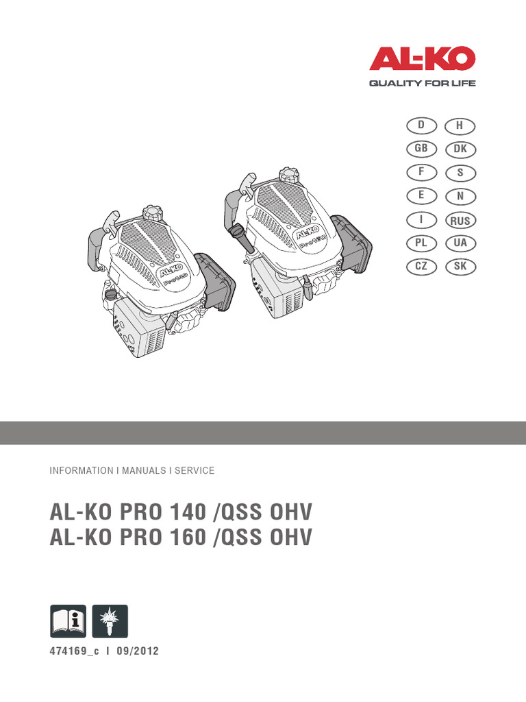 Al-Ko Pro 140 /qss Ohv Al-Ko Pro 160 /qss Ohv: GB F DK D H | PDF