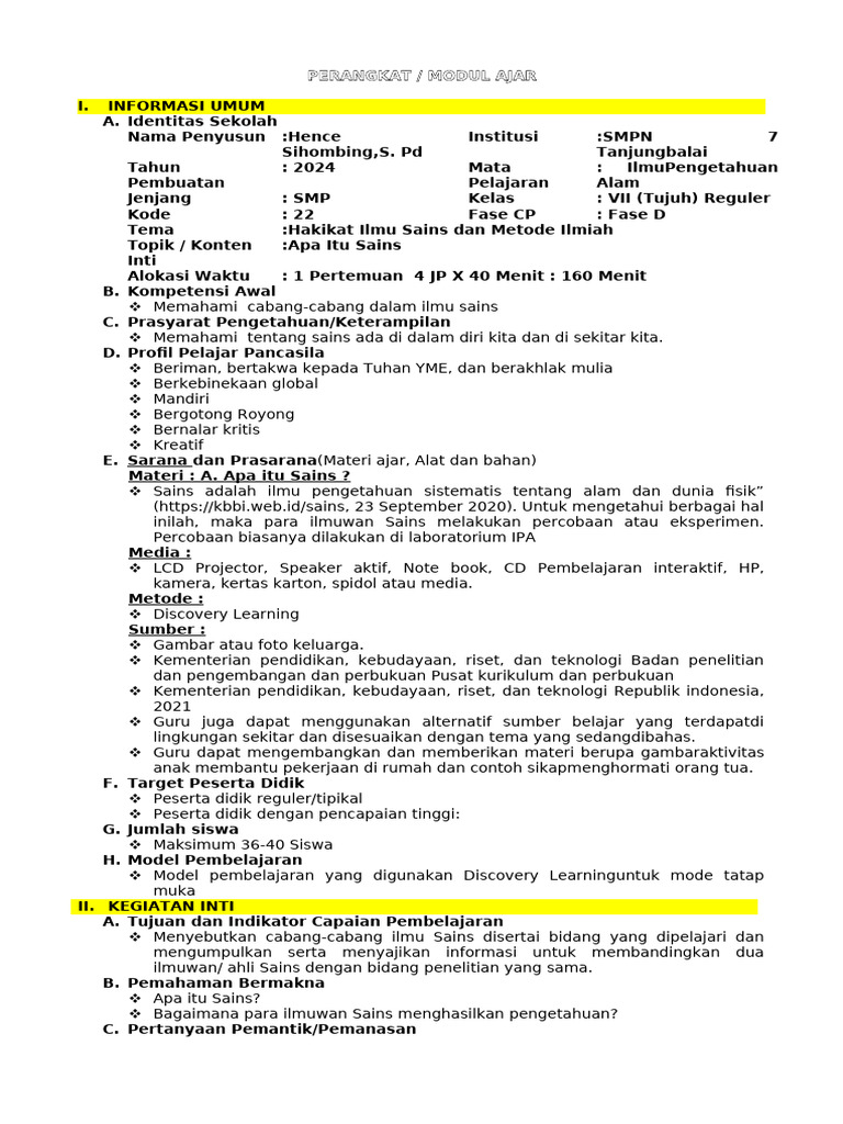 MODUL AJAR Semester Ganjil | PDF