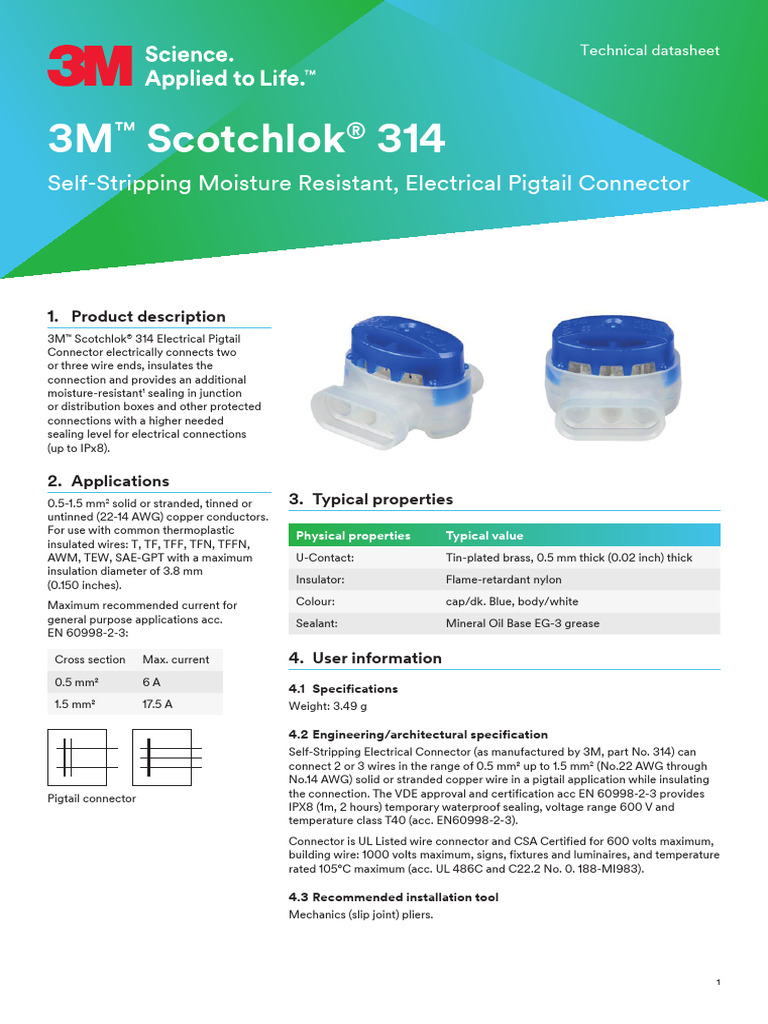 3M - Scotchlok - IDC Connector 314 | PDF