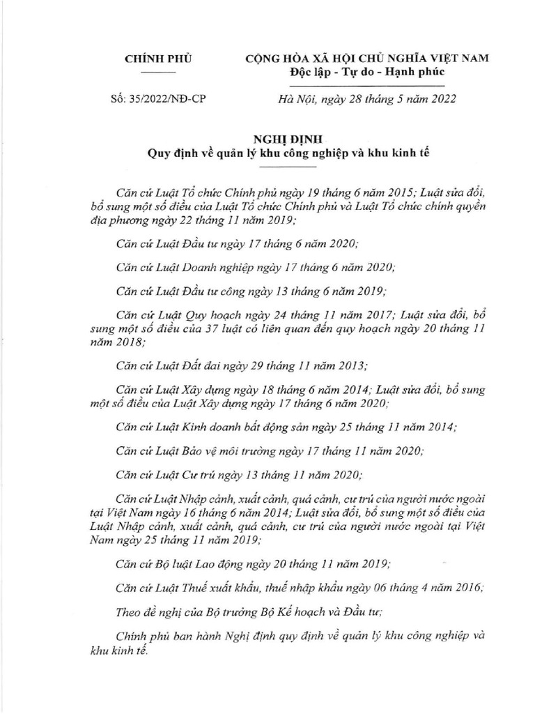35 2022 NĐ-CP quản lý KCN và KKT | PDF