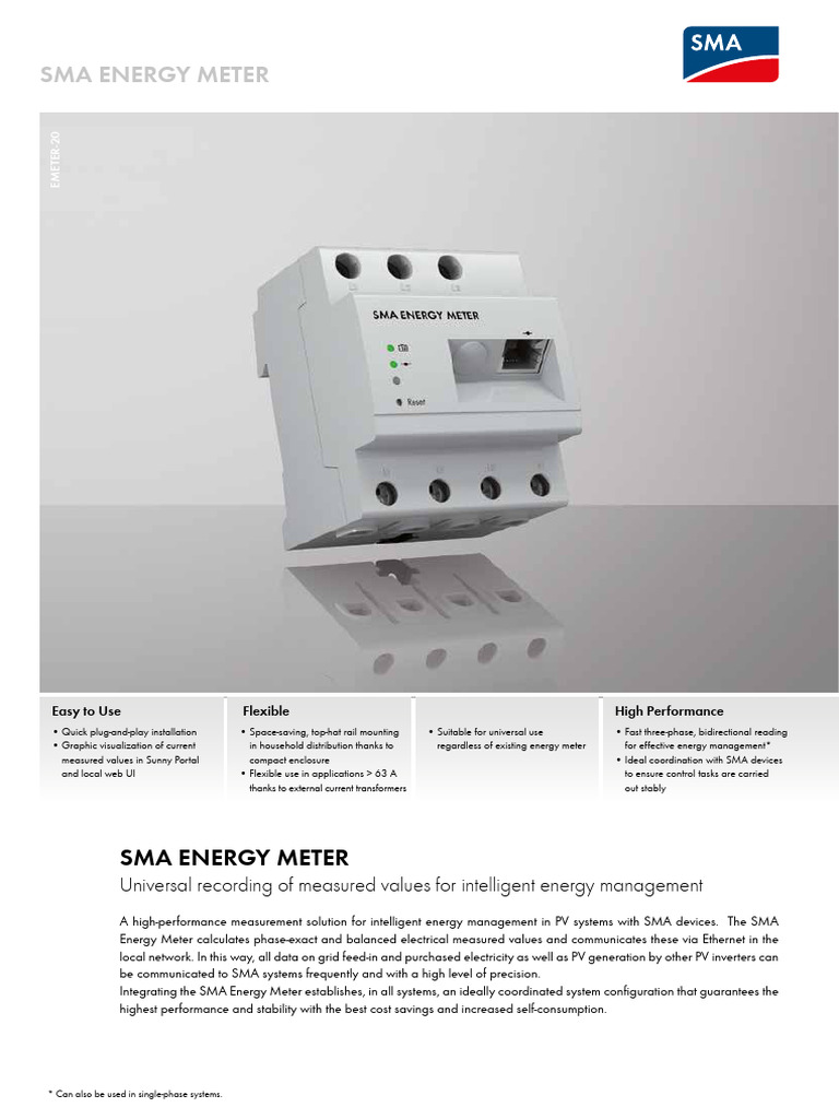 SMA Energy Meter Datasheet | PDF