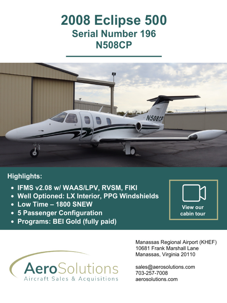 2008 Eclipse 500, Sn 196 - Specifications and Pictures | PDF