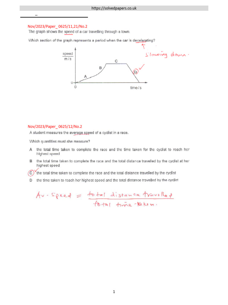 2023 Motion Igcse Physics 0625 | PDF 2023 Motion Igcse Physics 0625 | PDF