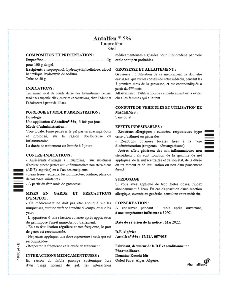Notice Antalfen Gel | PDF