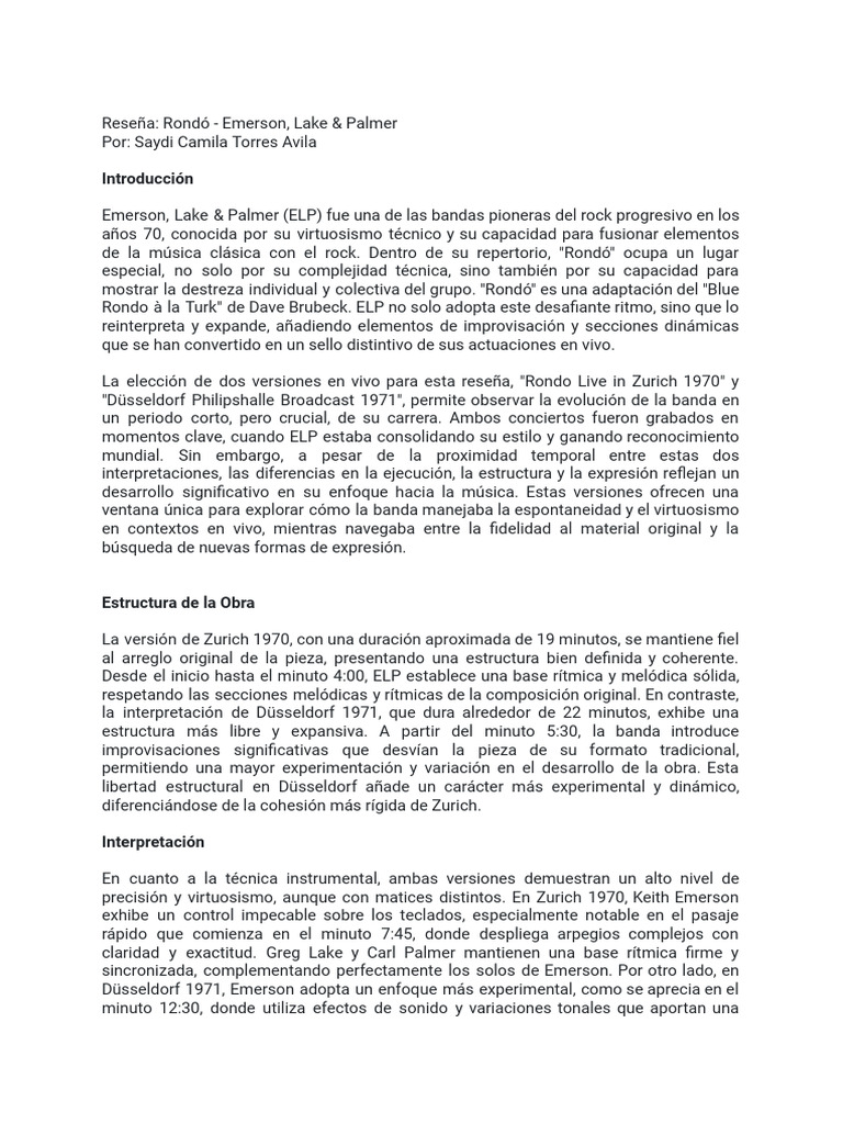 Reseña - Rondó - ELP | PDF