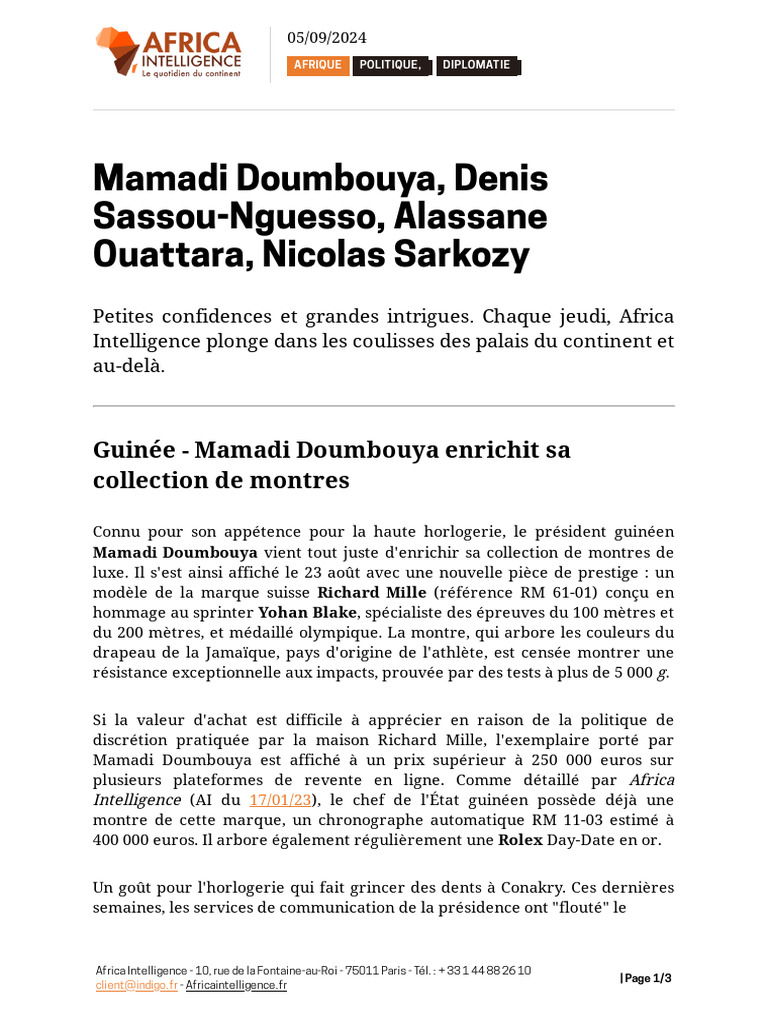 AI 6 Septembre Mamadi Doumbouya Denis Sassou Nguesso Alassane Ouattara Nicolas Sarkozy ...