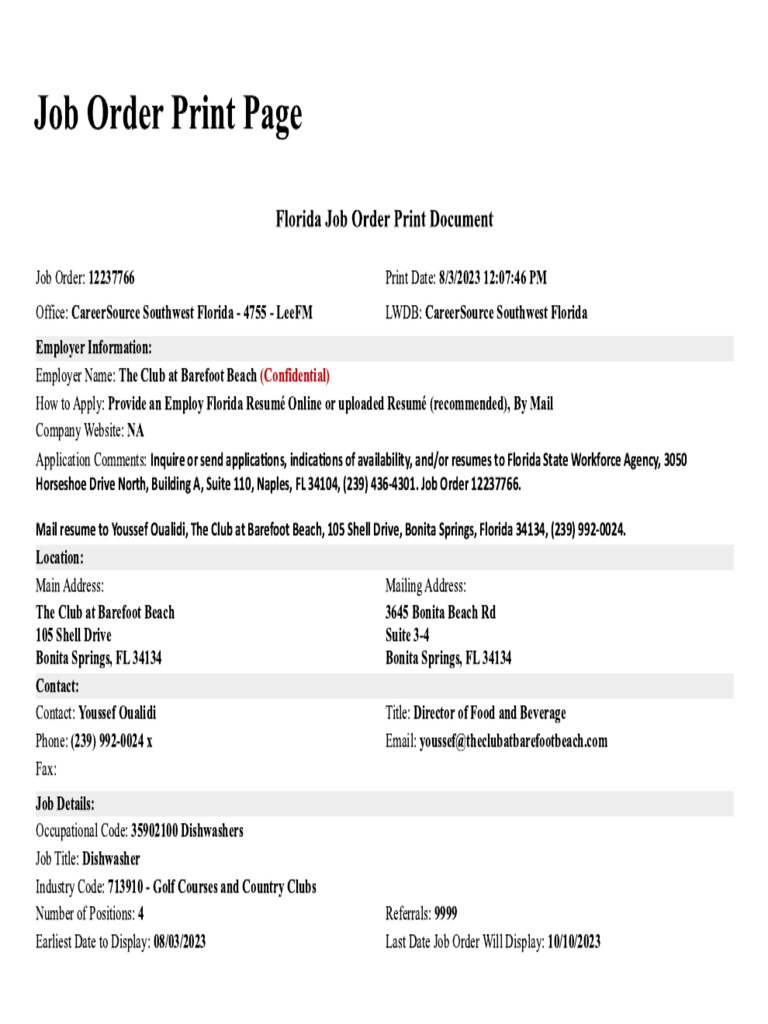 Job Order | PDF