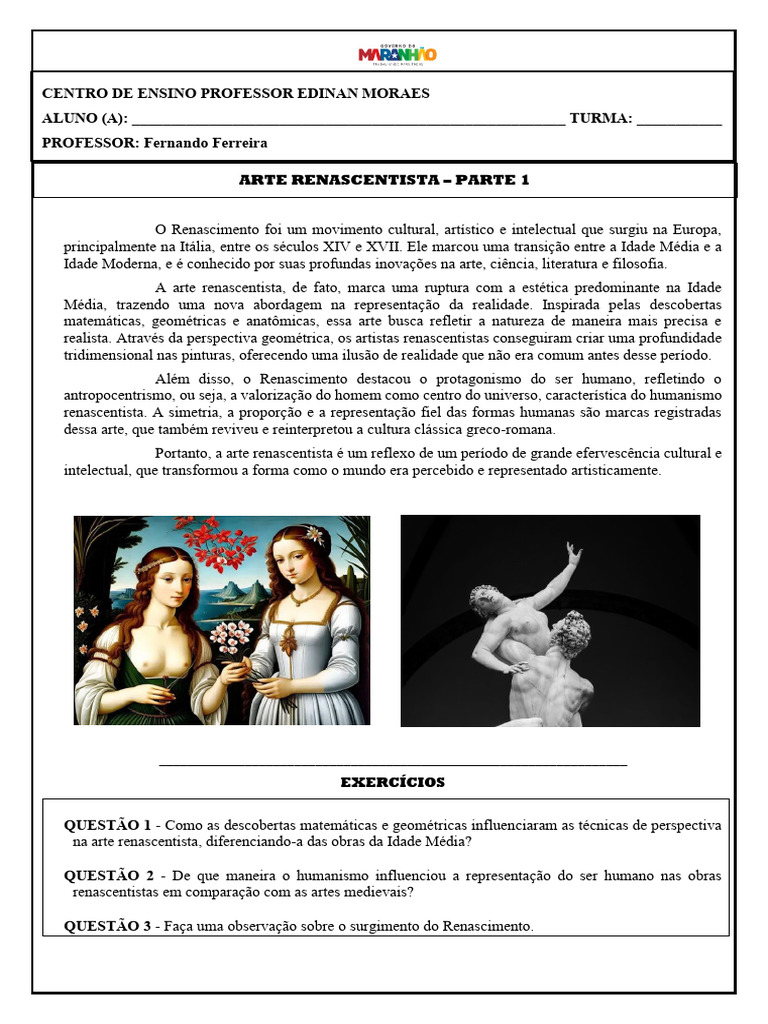 Arte Renascentista - Parte 1 | PDF