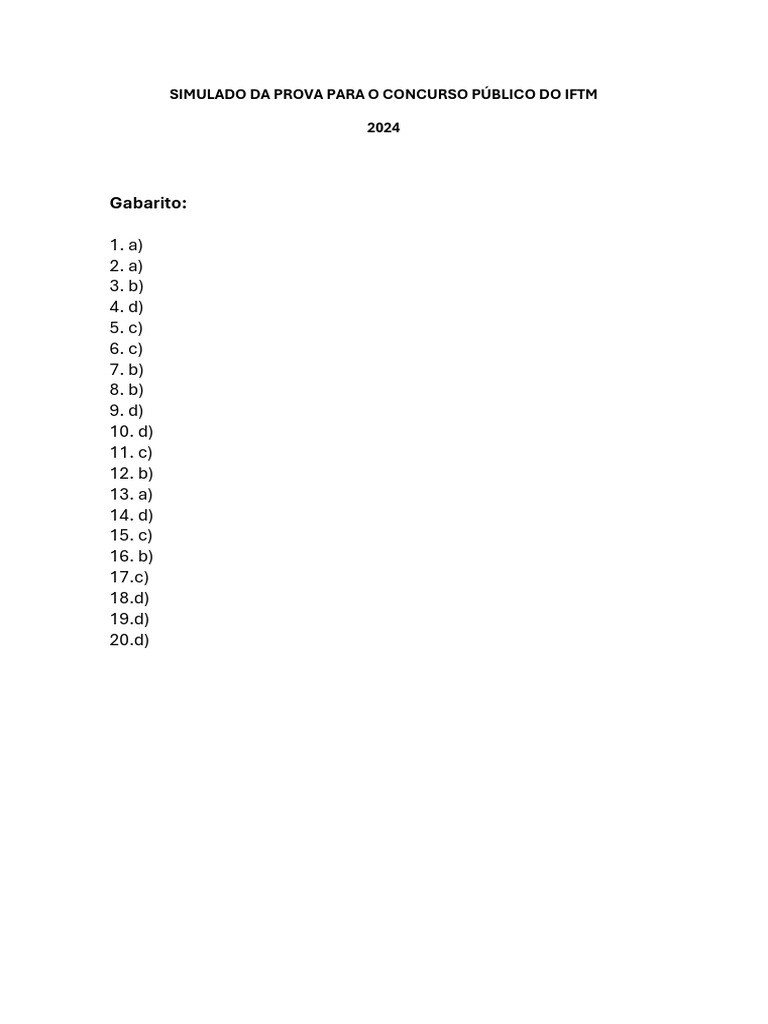 Gabarito Iftm | PDF