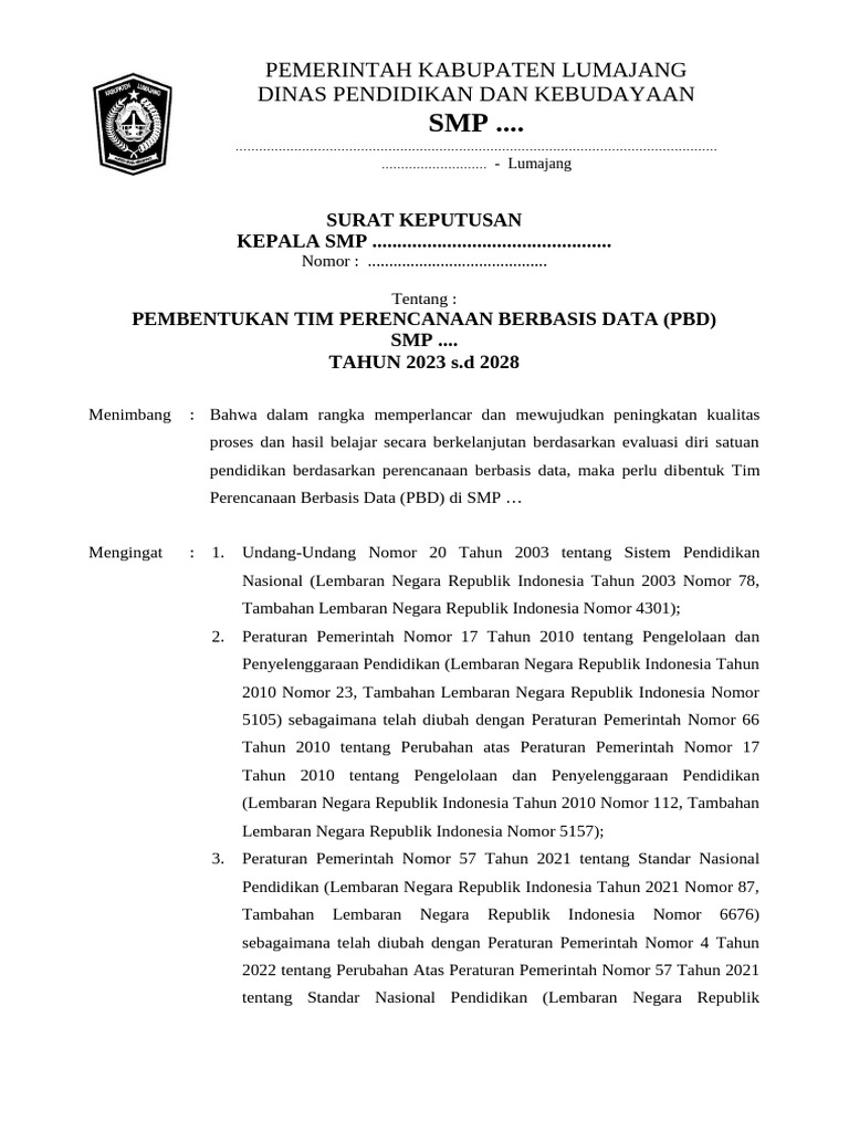 Contoh Draf SK Tim PBD | PDF