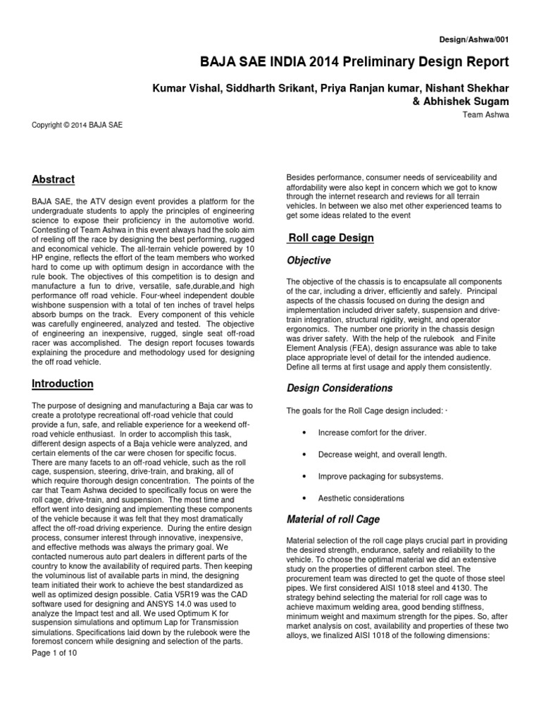 Design_report_BAJA_2014 | PDF