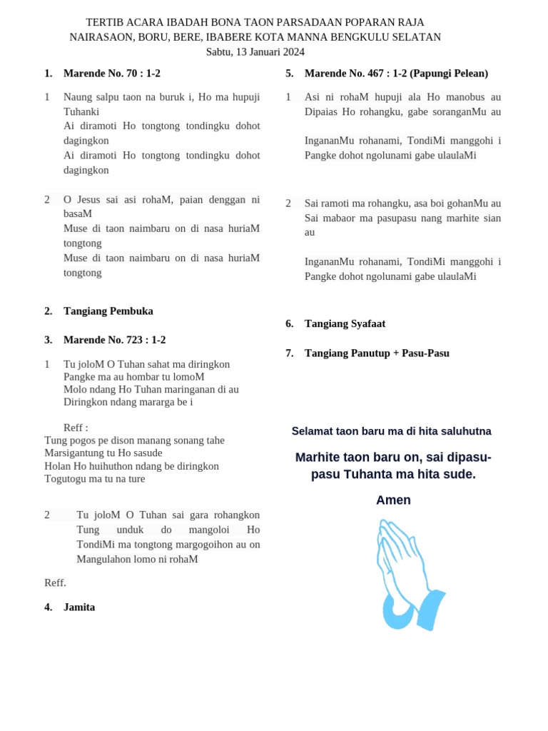 Tata Ibadah Bona Taon | PDF