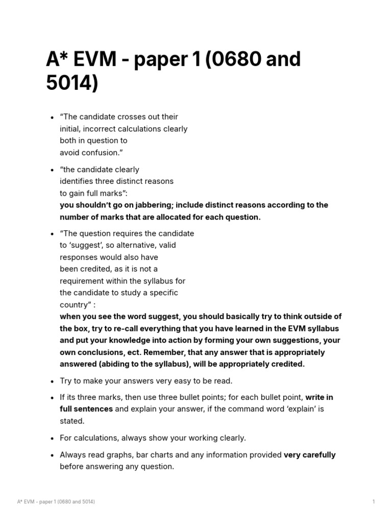 A EVM - Paper 1 (0680 and 5014) | PDF
