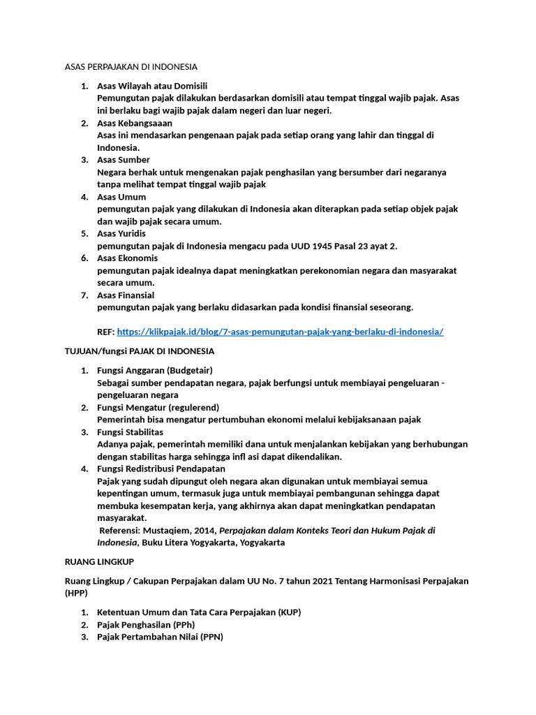 Asas Perpajakan Di Indonesia | PDF