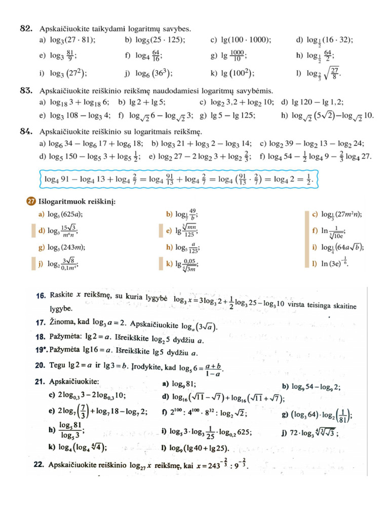 Logaritmai Savybes | PDF