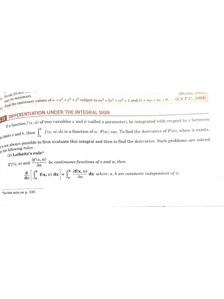 Differentiation Under Integral Sign | PDF