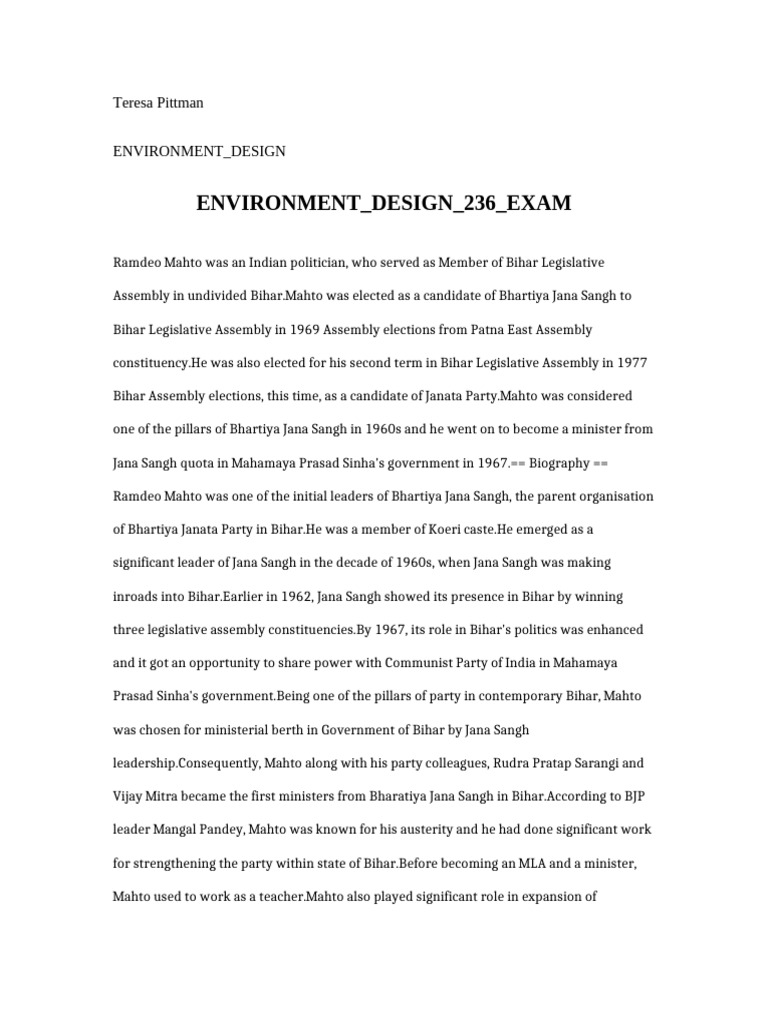 ENVIRONMENT_DESIGN_236_EXAM | PDF