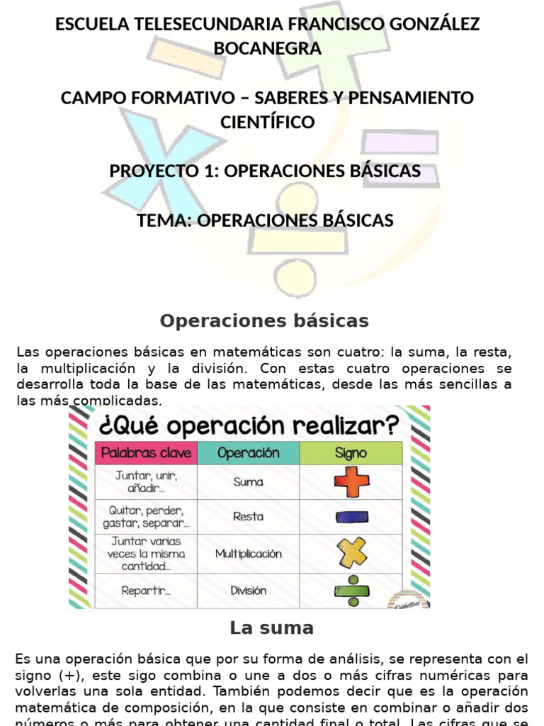 OPERACIONES BASICAS | PDF