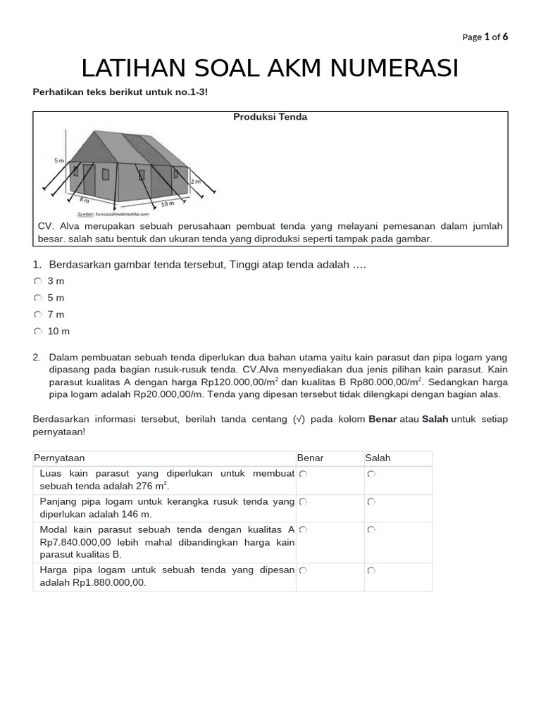 LATIHAN AKM NUMERASI | PDF